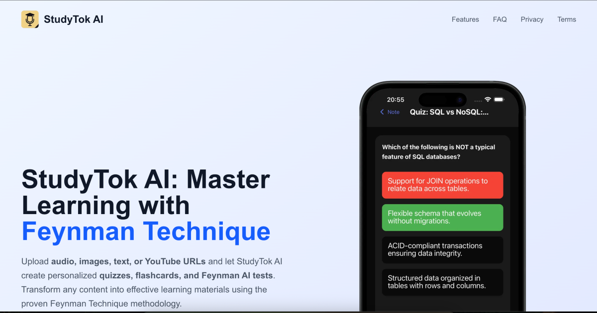StudyTok AI - Master Learning with Feynman Technique